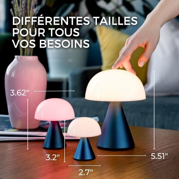 MINA Mini Lampe LED à poser sans fil rechargeable, de chevet ou bureau, à variateur d'intensité ...