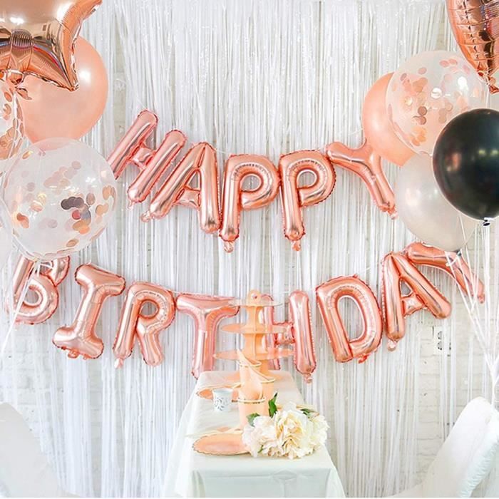 Banniere Joyeux Anniversaire Rose - Ballon Happy Birthday Bannière Or ...