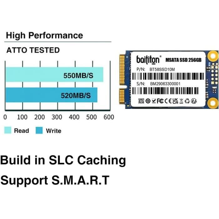 256Gb Msata Iii Disque Flash Ssd 256 Go Interne Solid State Drive[J4130 ...