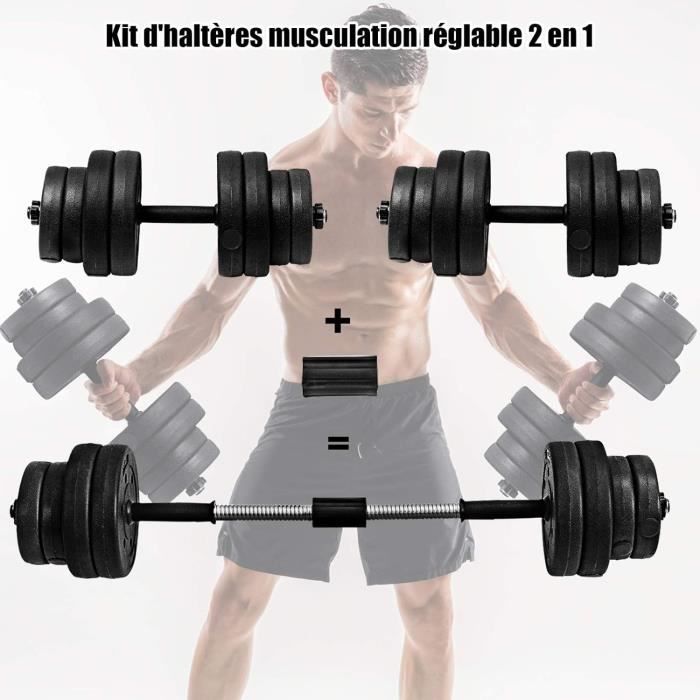GOPLUS Haltère de Musculation, Haltère Réglable 30 KG, Barre d ...