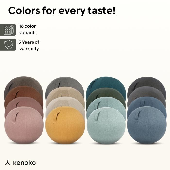 Kenoko Ergonomique Ballon Bureau Siège NAMI 65 cm | Idéal pour Yoga et ...