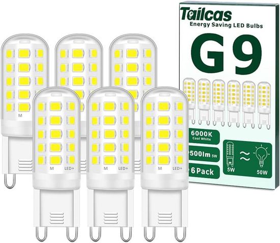 Ampoules LED G9 5W Equivalent 50W Halogène Lampe Blanc Froid 6000K 500LM Non Dimmable Sans ...