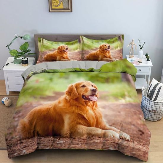Animal 3D Ensemble De Literie Golden Retriever Chien Imprimé Housse De ...