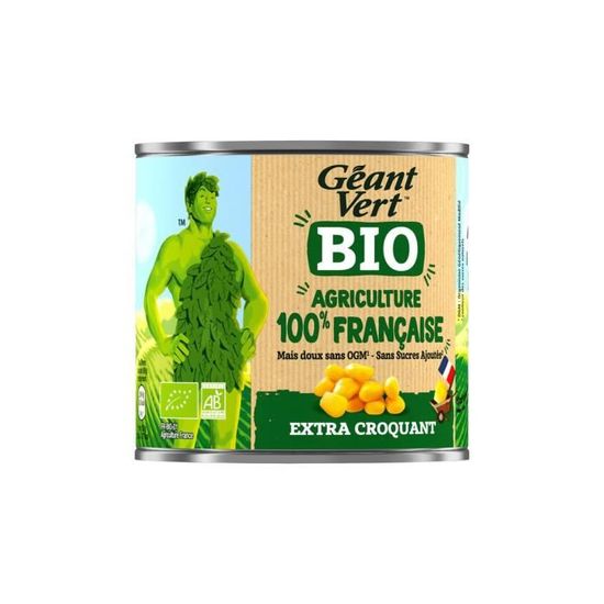 Maïs extra croquant bio Géant Vert - 285g - Cdiscount Au quotidien