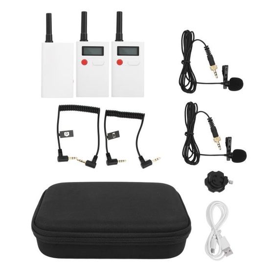 Ensemble de microphones Mcoplus UHF‑WMU48 Pince Lavalier sans Fil avec Émetteur Récepteur pour ...
