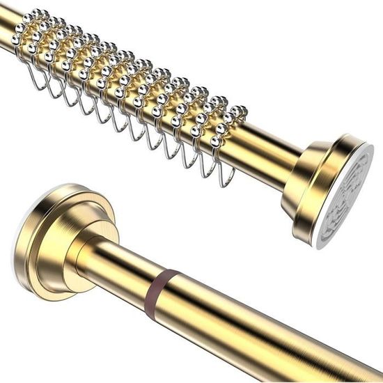 Misounda Tringles de Rideau de Douche sans Percage Extensible Acier Inoxydable avec 12 Anneaux ...