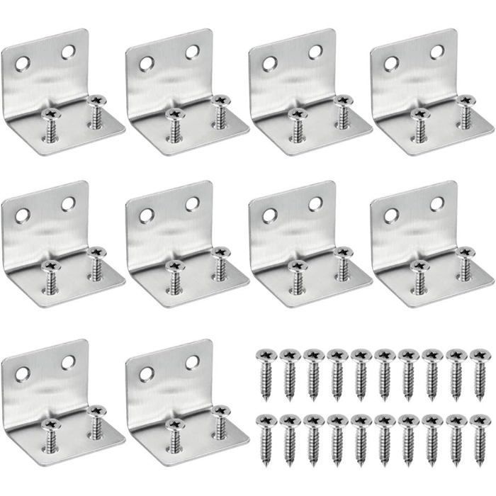 Équerre de Fixation Inox Équerres d'Assemblage 30x37x1.3mm10 PCS ...