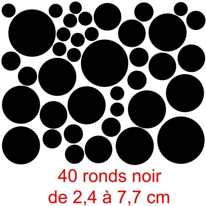 40 ronds Stickers autocollants en noir - Cdiscount Maison