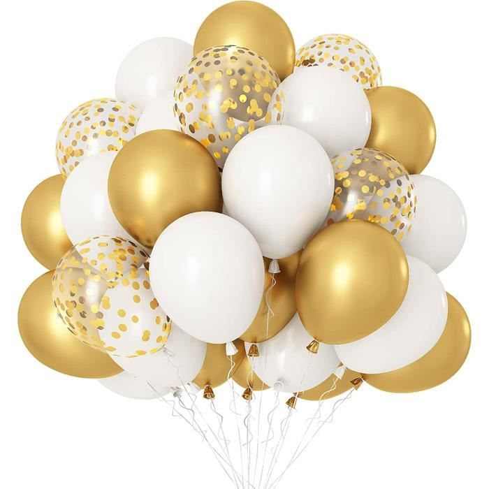Ballon métallique or blanc 20pcs 12 pouces ballons en latex confettis ...