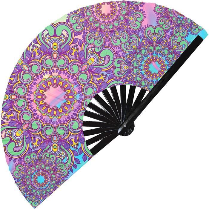 Mandala Éventail décoratif en bambou pliable Totem Art Mandala Clack ...