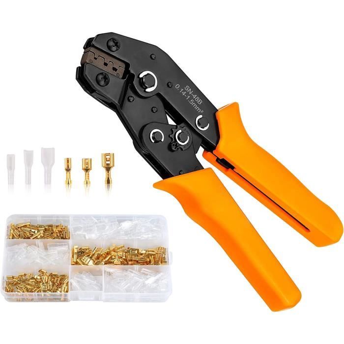 Pince à Sertir pour Cosse Electrique Isolées, 300 Pcs Assortiment de Cosse à Sertir pour Voiture ...
