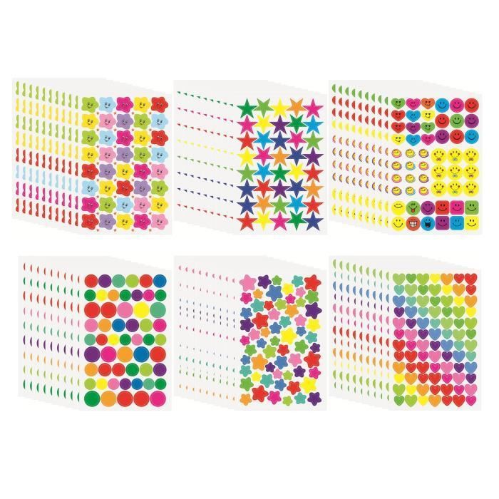 Gommettes - 3300 Autocollants - 60 Feuilles - Colorés - Scrapbooking ...
