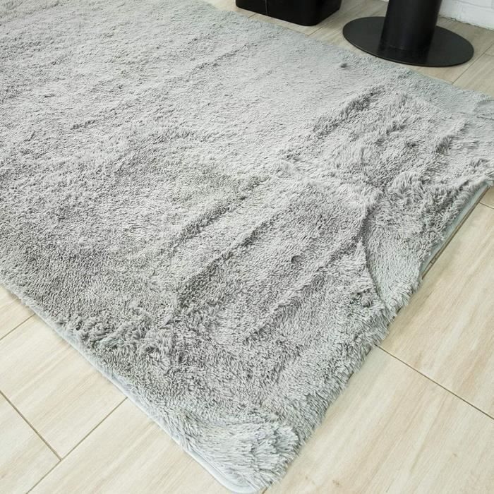 Tapis Salon,Chambre Shaggy à Poil Long-Gris Clair-120x170cm[1720] - Cdiscount Maison