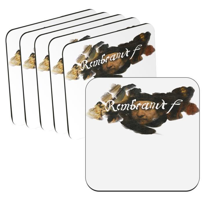 Sous Verre Liège (Lot de 6) Rembrandt Signature Peintre Baroque Celebre ...