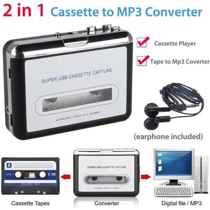 Cassette USB vers PC Convertisseur de fichiers numérique CD MP3 Capture ...