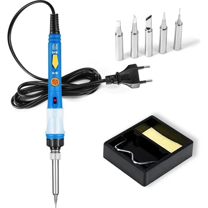 Fer A Souder Kit, 60W-220V Fer À Souder Avec Température Réglable 200-450 ℃, On-Off Interrupteur ...