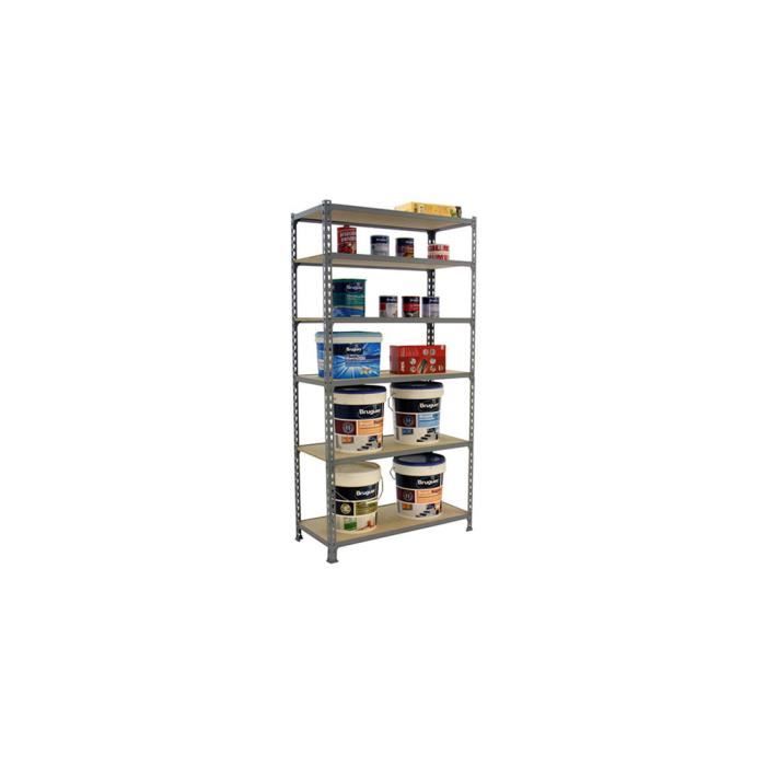 Étagère métallique - MADERCLICK MINI - 6 niveaux - 2500 x 800 x 500 mm - Gris - Bois - Cdiscount ...