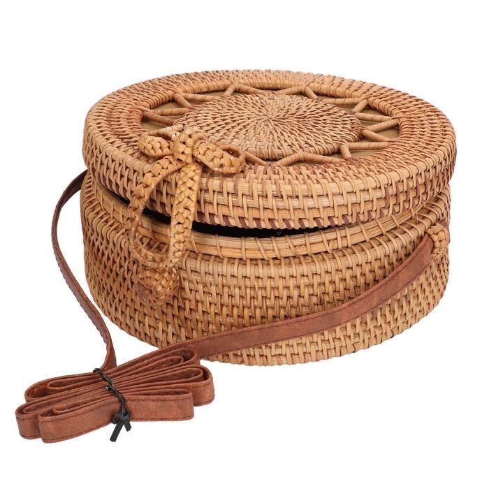 Sac en rotin - SONEW - Sac à bandoulière rond - Élégant - Fait main ...