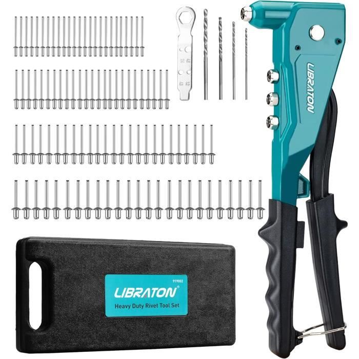 Libraton Pince à rivets aveugles, Riveteuses pour rivets alm et acier, Kit professionnelle de ...