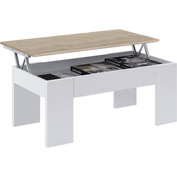 Habitdesign 0F1640A - Table Basse élévatrice Low Cost, Table de Salle à ...