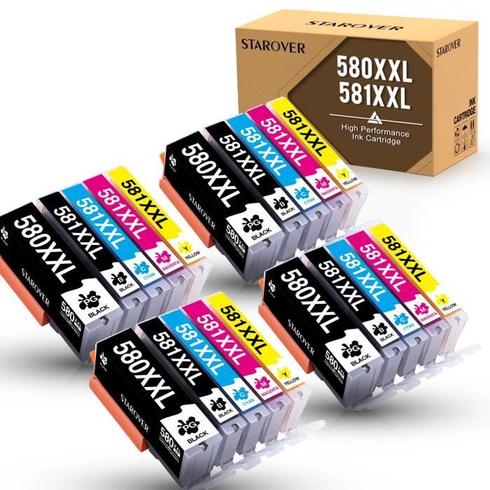 STAROVER 20 Cartouches encre Canon 580 xl 581 PGI-580 XXL CLI-581 XXL ...
