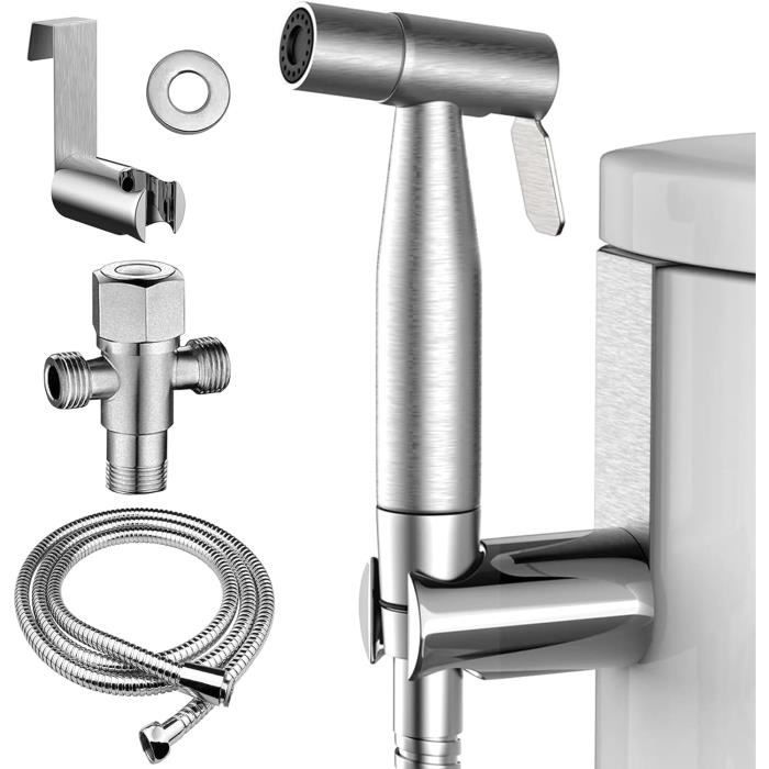 Douchette Wc Complet Acier Inox Avec Tuyau De 2,5 Metres Support Et ...
