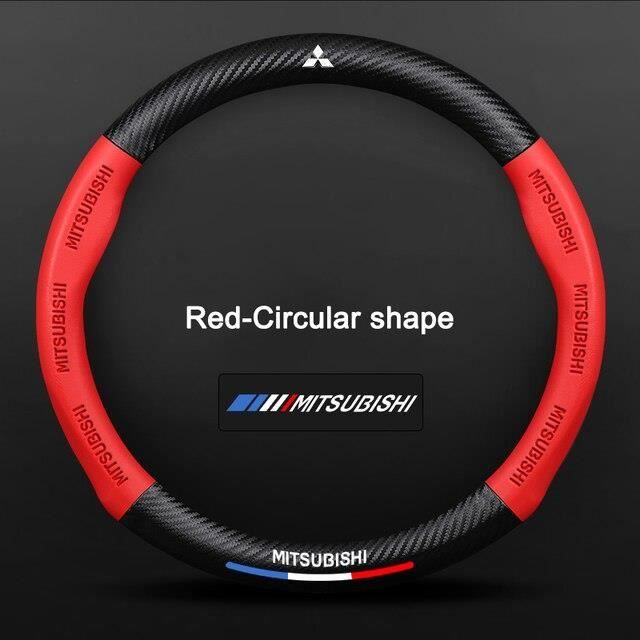 COUVRE-VOLANT,Rouge--Housse de volant de voiture en cuir, en Fiber de carbone, 37 38CM, pour ...