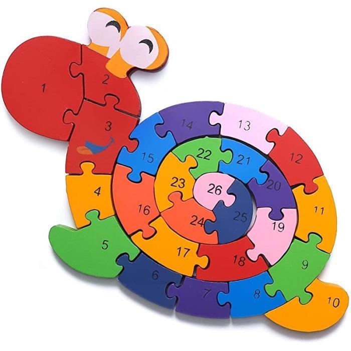 Puzzle Enfant en Bois Coloré avec Chiffres Et Lettres | Apprendre L'alphabet,Les Nombres Et Les ...