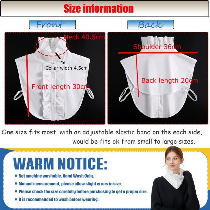 Faux Col Femme Détachable Chemises Demi-Chemisier Collier Amovible pour ...