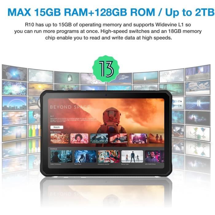 R10 Tablette Incassable Avec Stylet Android 13 10.36 Pouces 2.4K ...