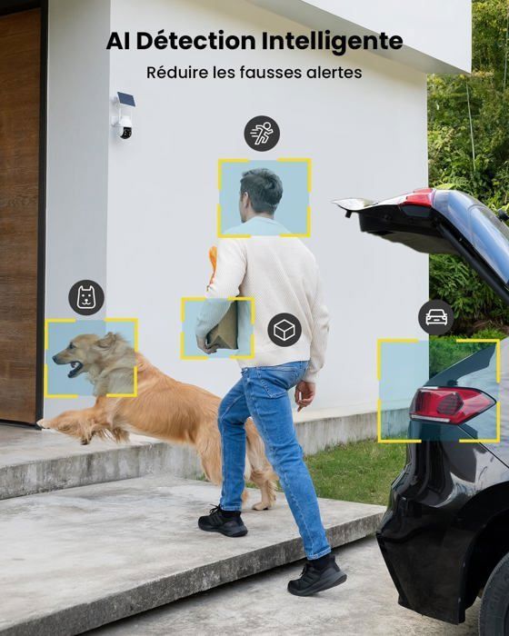 IeGeek Camera Surveillance Exterieur sans Fil WiFi Solaire 2K 360° PTZ ...