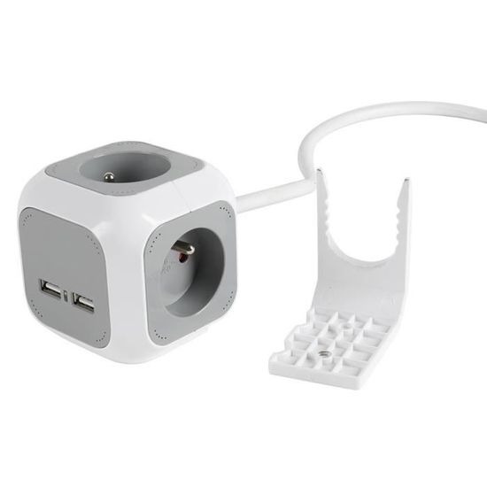 EXPERTLINE Bloc multiprise cube blanc 4 prises 16 A 3x1mm² + 2 prises ...