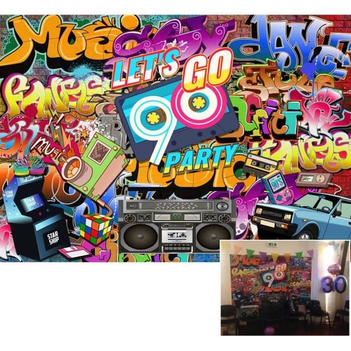 90s Thème Parti Toile de Fond 7x5ft Hip Hop Graffiti Mur Photo Booth ...