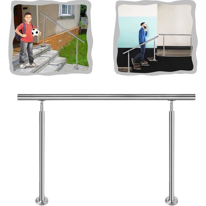 YARDIN Rampe d'escalier en acier inoxydable sans barres transles, garde ...