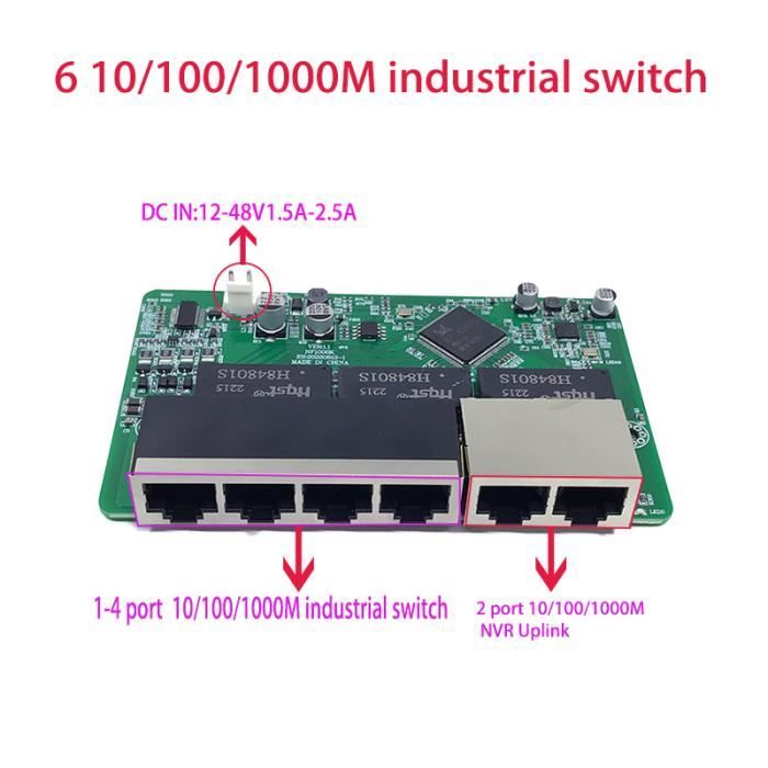 6-48V - Module de commutation Mini Poe Gigabit, 6 ports, 48V, 2A, 3A ...