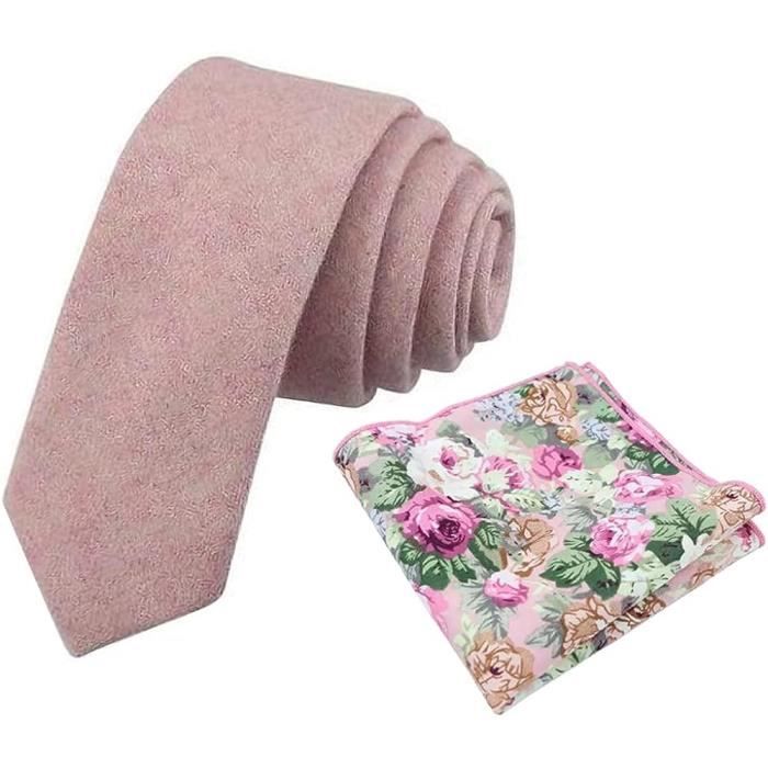 Cravate Fine En Laine De Luxe Pour Homme Avec Poche Carrée[x9523] Rose ...