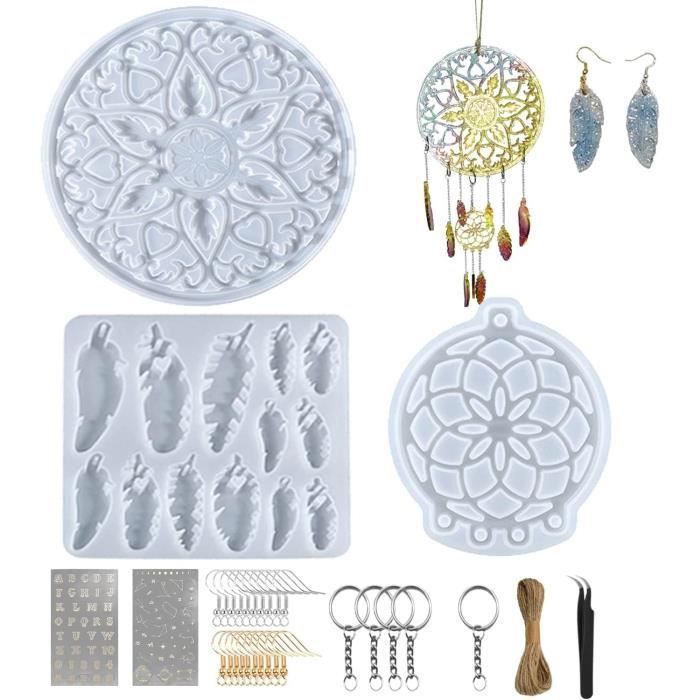 Moules en Résine Epoxy Moule Attrapeur de Rêves Plumes Silicone Moules ...