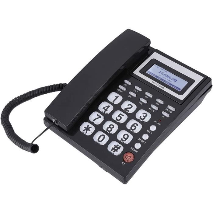 Téléphone Filaire avec Haut-Parleur, Téléphone Fixe de Bureau Écran LCD Son Clair,Identification ...