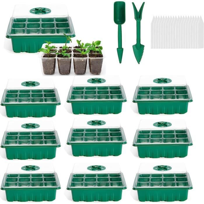 Lot de 10 mini serres et rebord de fenêtre - 12 trous - Pots de culture ...