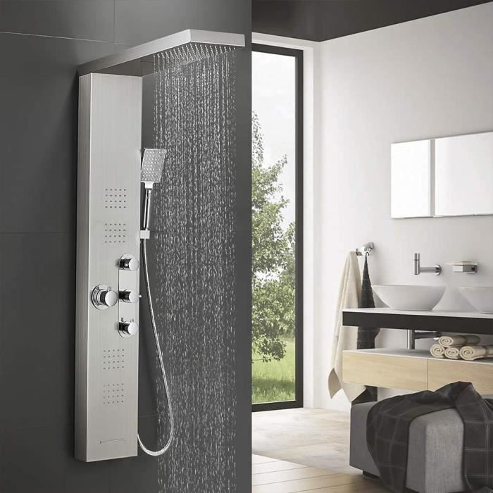 Colonne de Douche ThermostatiquePanneau de Douche Hydromassante avec 6 ...