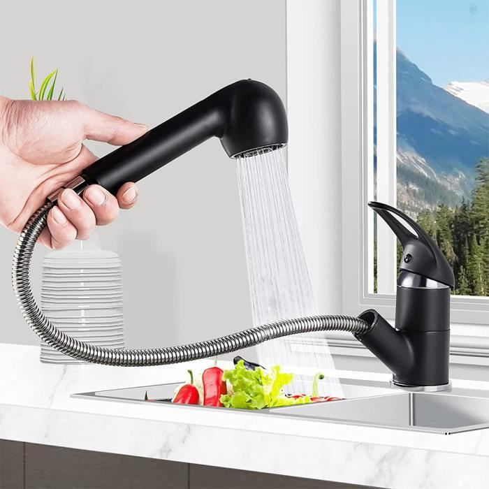 OHH Bec pivotant 360°, robinet extensible, noir - Cdiscount Bricolage