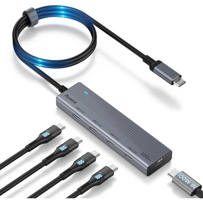 Concentrateur Usb C 3.2 Gen 2, Adaptateur Usb C 10Gbps Avec Usb C*4 ...