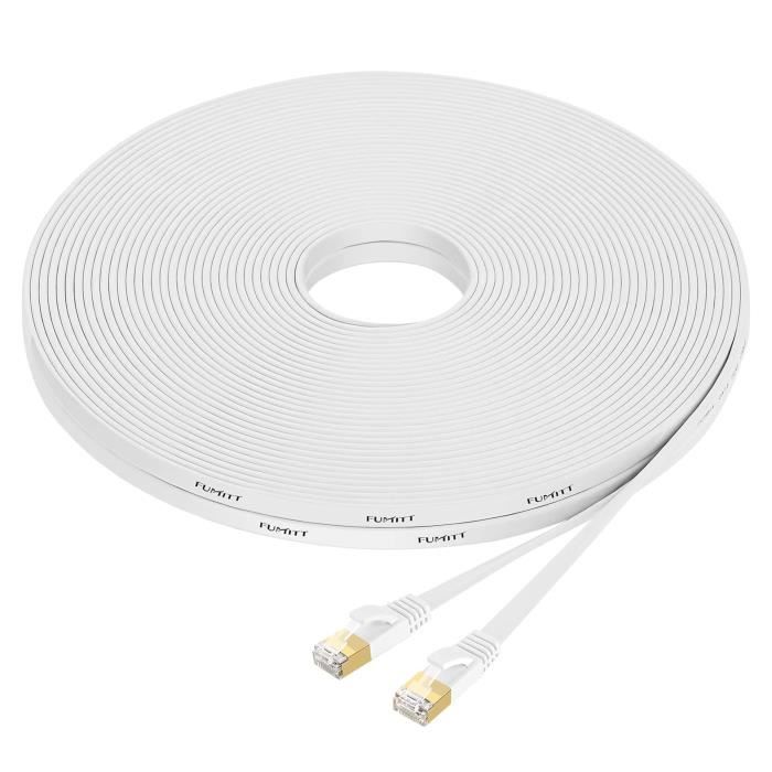 Câble Ethernet CAT8 25M,Câble réseau internet plat Gigabit RJ45 Lan ...