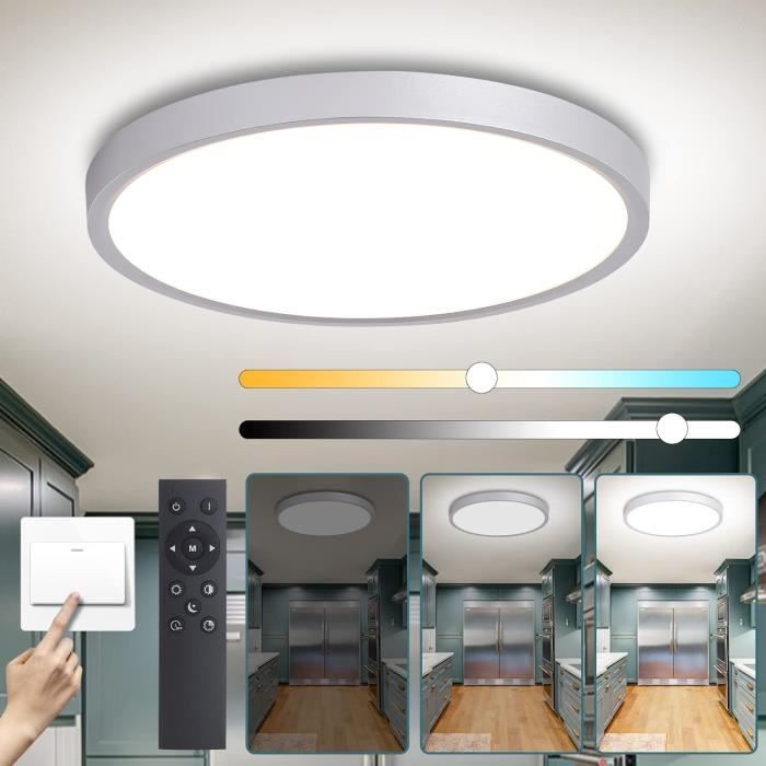 Plafonnier Led 24W Dimmable Avec Télécommande, Lumiere Plafond 3000 ...