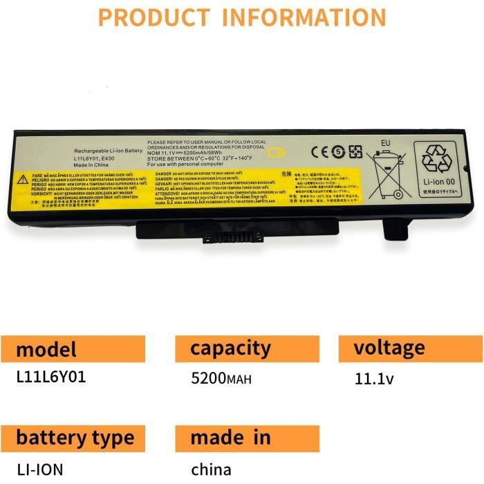 Batterie Li-ion pour Lenovo ThinkPad Edge E430 E435 E530 E535 E430C E530C - GENERIC - 5200 mAh ...