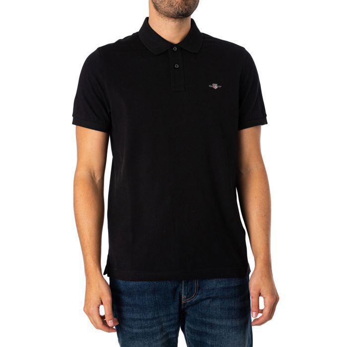 Polo GANT - Homme - Noir - Manches courtes - Col polo Noir - Cdiscount ...