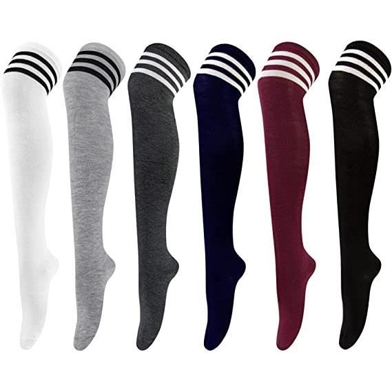 6 Paires Chaussettes Hautes Montantes Femme Chaussettes De Genoux