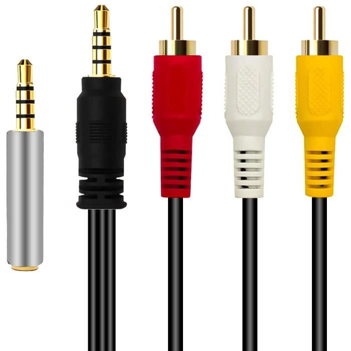 Câble Rca 1,50M | Mâle À Jack 3.5 | Câbles Rca + Adaptateur Ctia Omtp ...