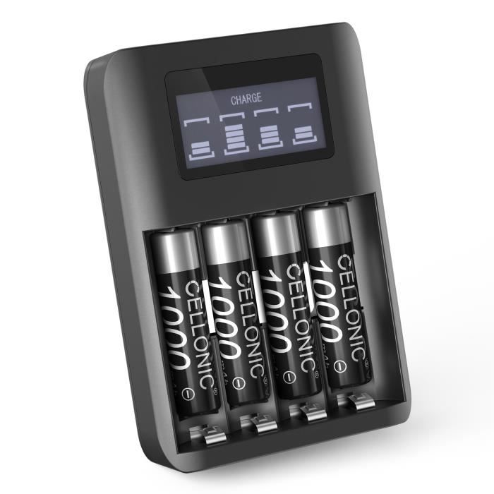 CELLONIC® Chargeur de piles AA et AAA USB avec 4 compartiments ...
