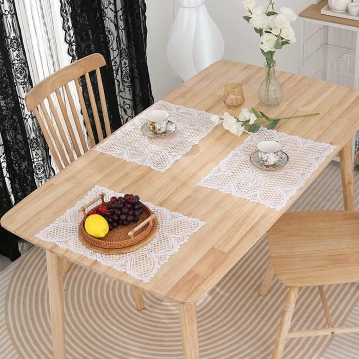 Lot De 2 Sets De Table En Dentelle Creuse - Motif Fleurs - Broderie ...